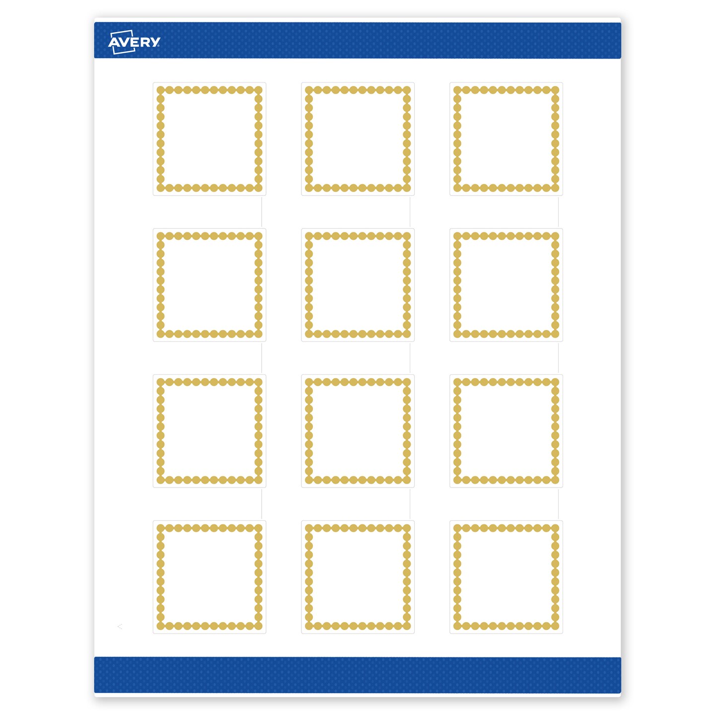 Avery Printable Square Labels, Gold Beads, 2" x 2", Matte White Square ...