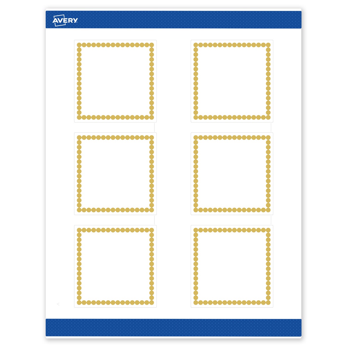 Avery Printable Square Labels, Gold Beads, 3" x 3", Matte White Square ...