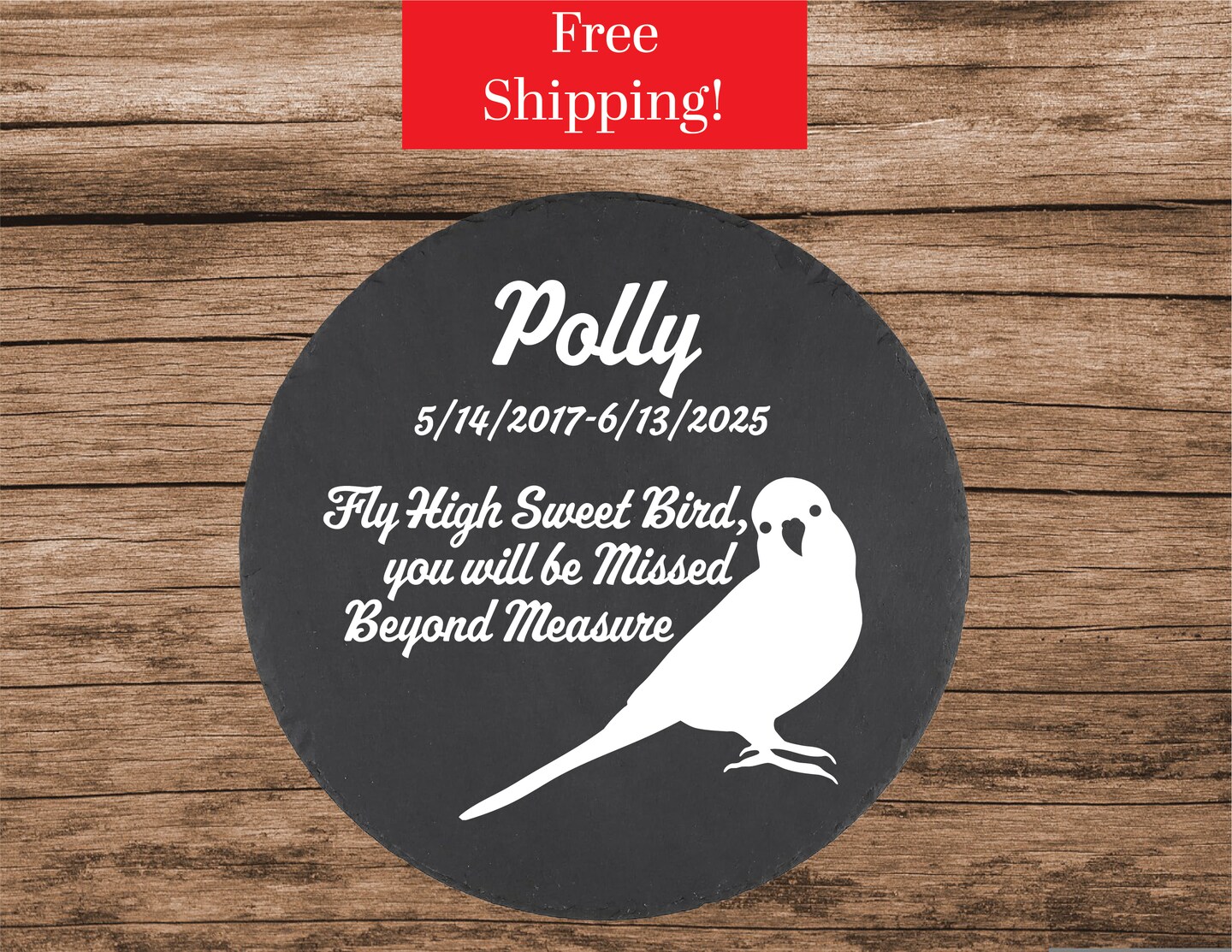 Custom Pet Bird Memorial Round Slate, Personalized Parrot Bird Memorial ...