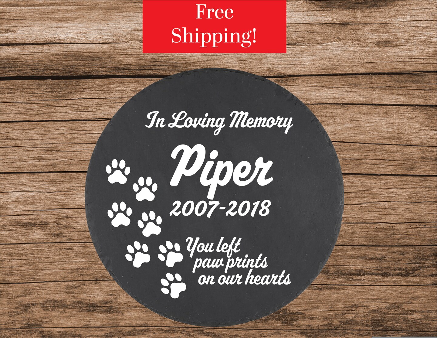 Pet Memorial Stone, Personalized Pet Memorial Plaque, Paw Prints ...