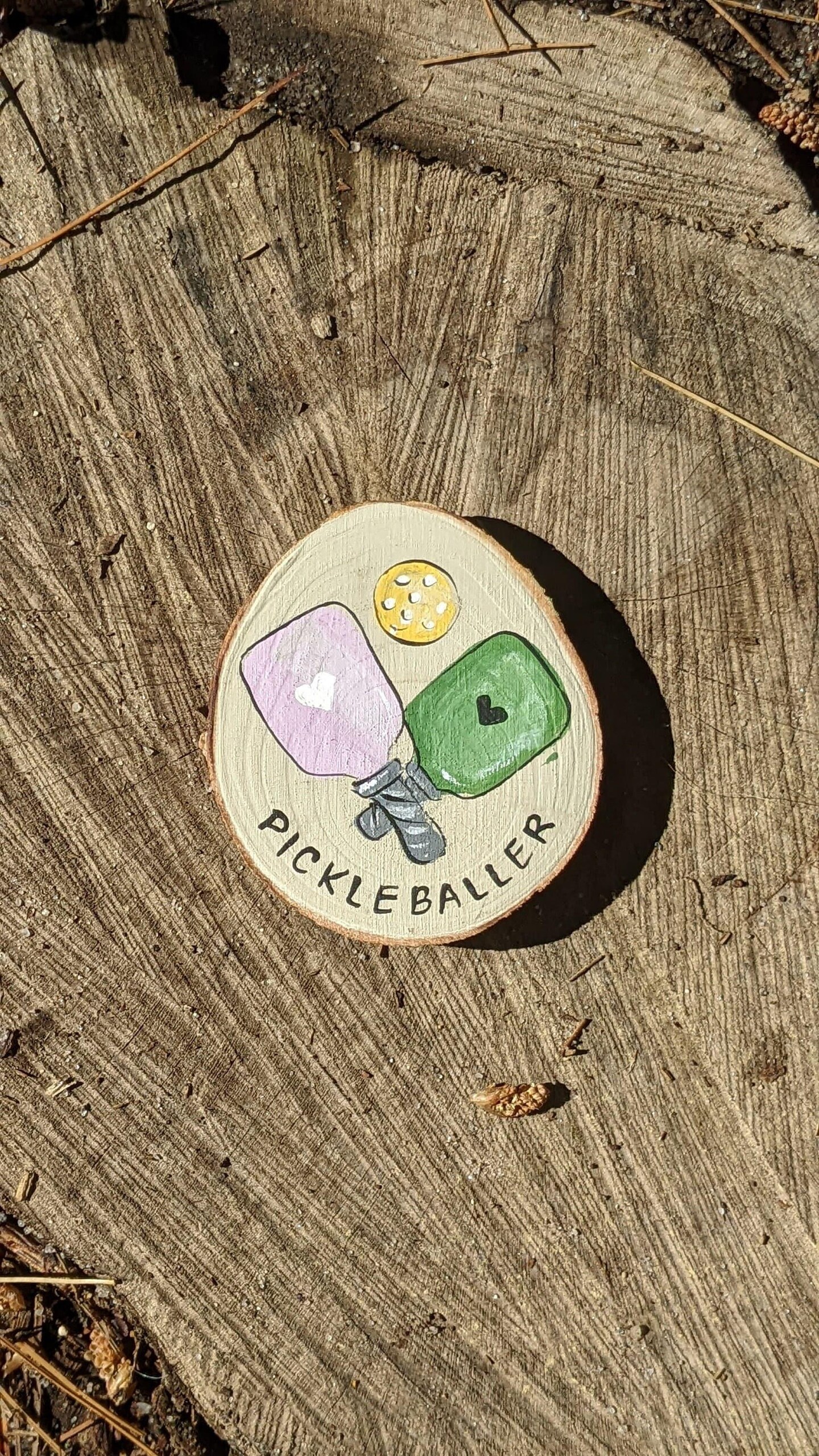 Pickleball Magnet Hand Painted Small Wooden Slice , Pickleballer ...