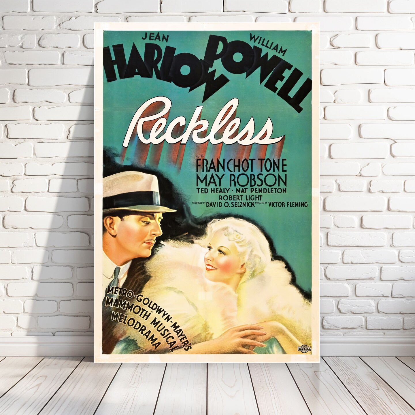 Print of 'Reckless' classic movie poster, 1935 musical comedy starring Jean Harlow and William ...