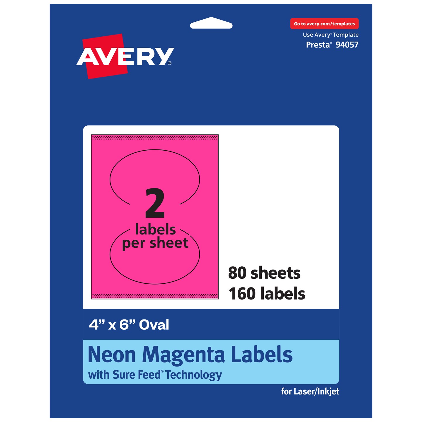 Avery Neon Magenta Paper Labels, 4" x 6" Oval, Color: Neon Magenta ...