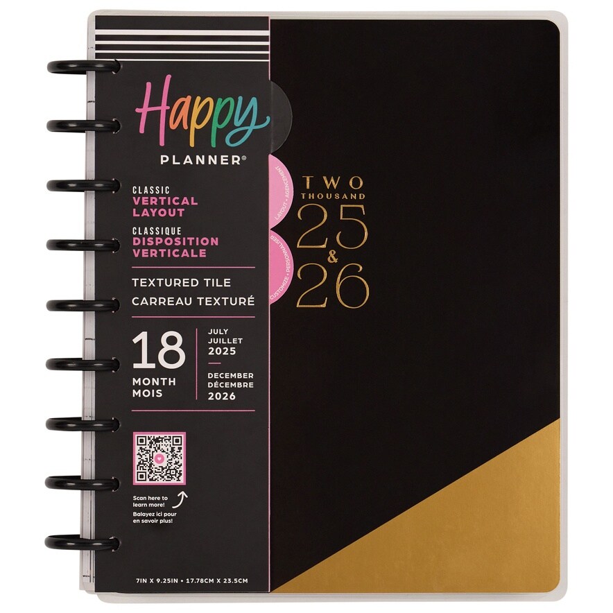 Happy Planner 18-Month Classic Disc Bound Planner-Textured Tile; Jul ...