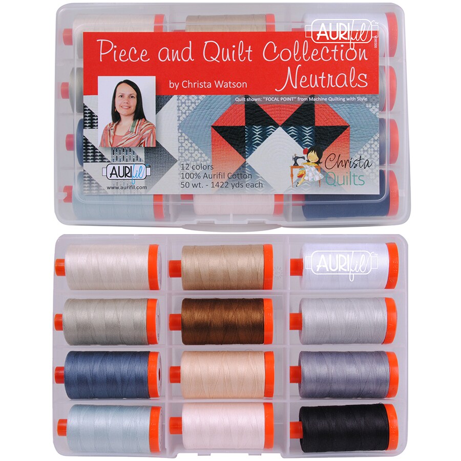 Aurifil Piece and Quilt Collection Neutrals Thread Set by Christa Watson | (12 50wt Cotton Large ...