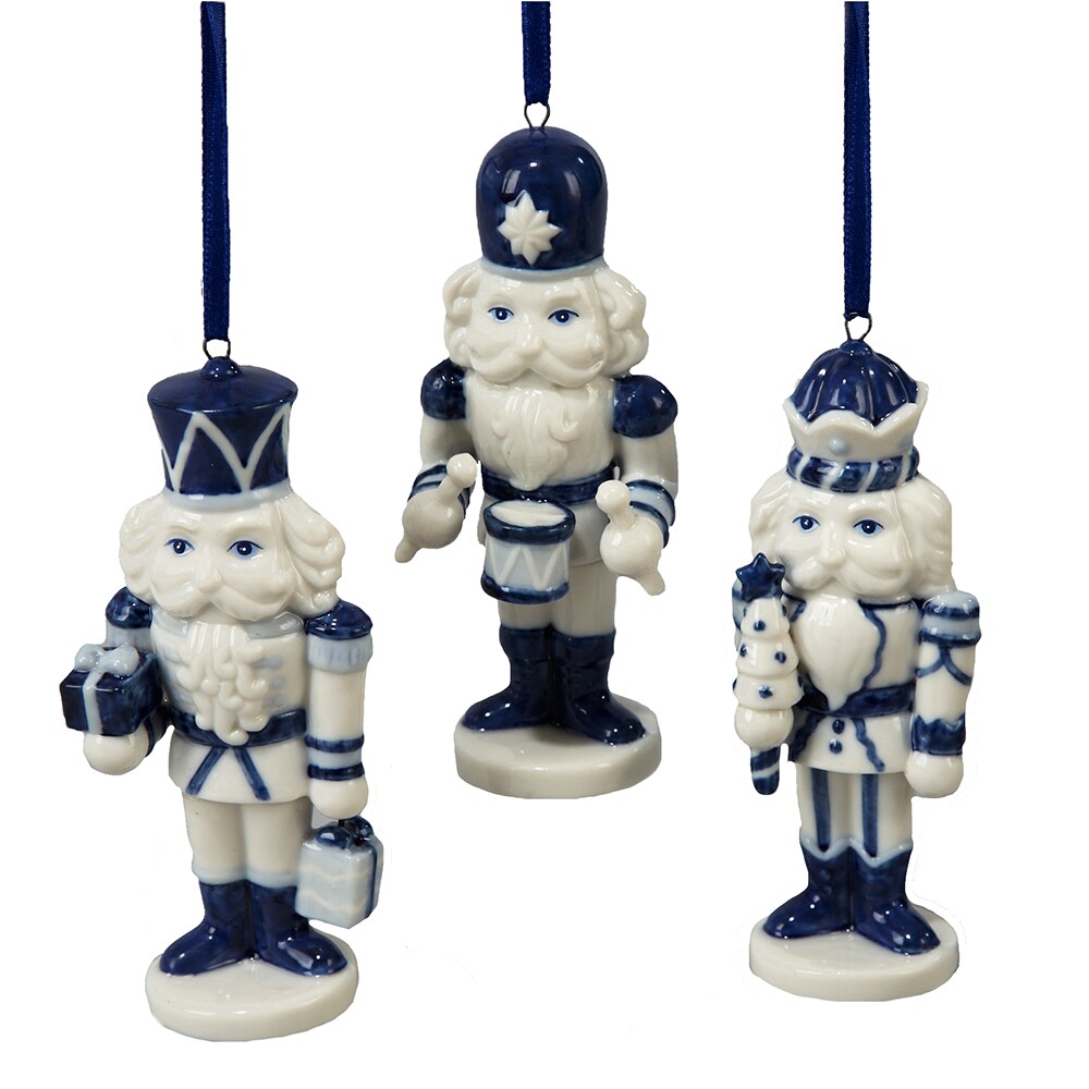 4" Porcelain Delft Blue Nutcracker Ornaments, 3 Assorted | Michaels