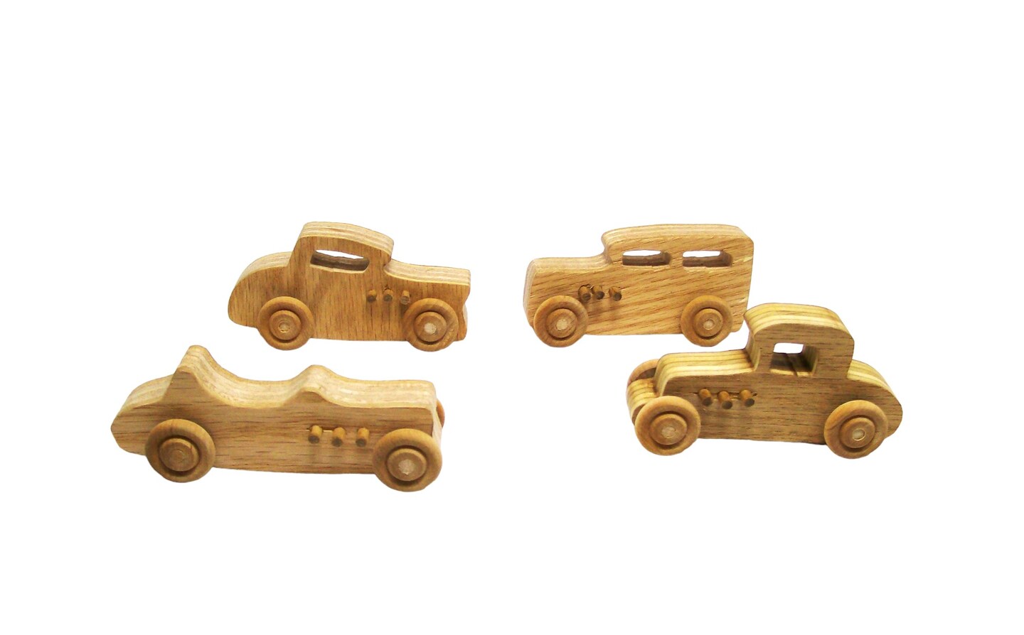 4 mini Hot Rod Ford Racers awesome 4 car toy set made from oak ...