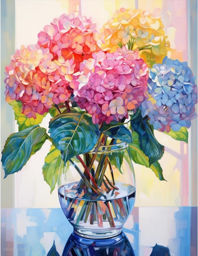 Diamond Painting Kits for Adults: Hydrangea in Glass 5D Diamond Art ...