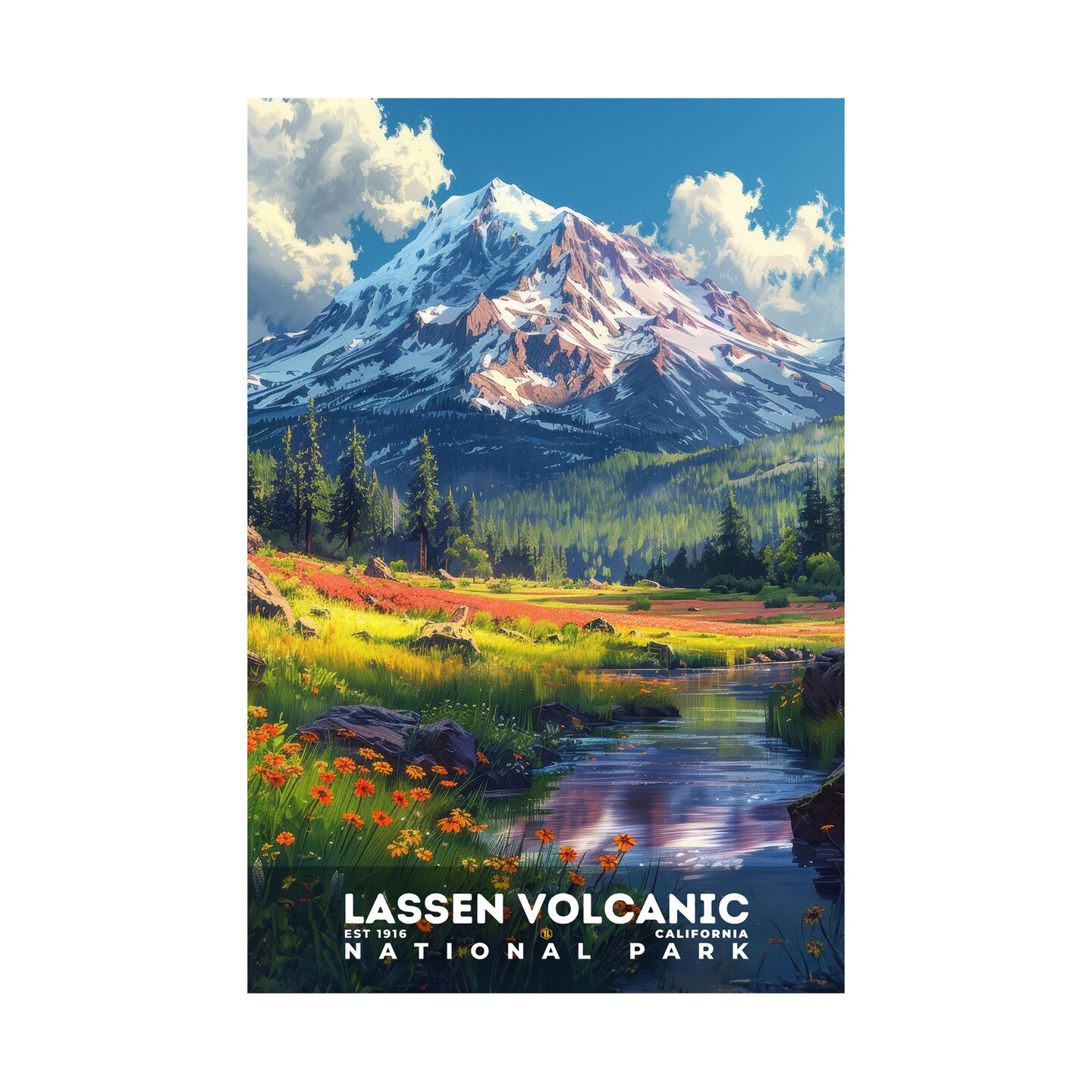 Lassen Volcanic National Park Poster, Travel Art, Office Poster, Home ...