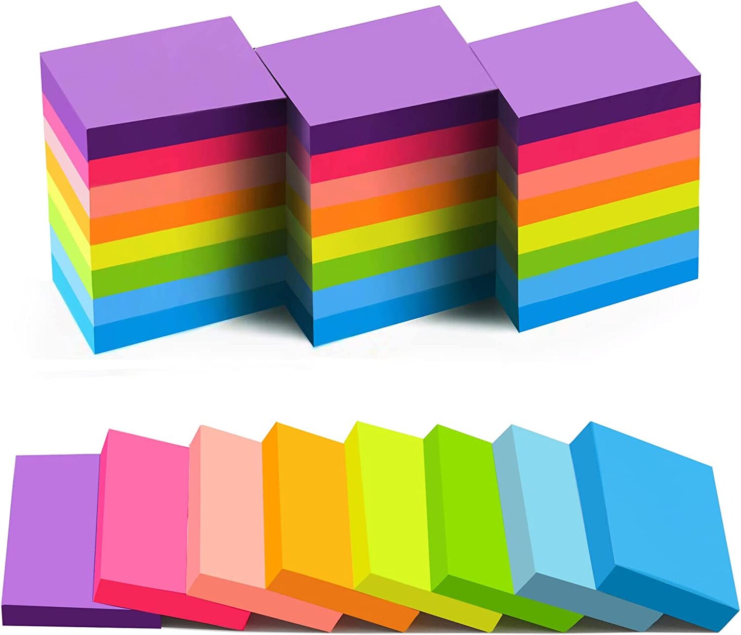 (28 Pack) Sticky Notes 3 X 3 In, Bright Colorful Super Sticking Power ...