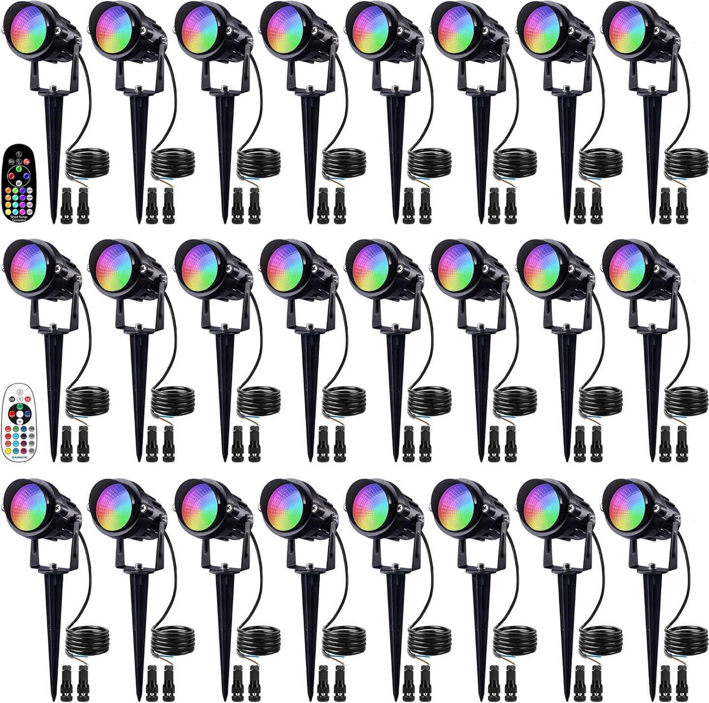 24 Pack RGBW Low Voltage Landscape Lights, 12W LED Color Changing ...