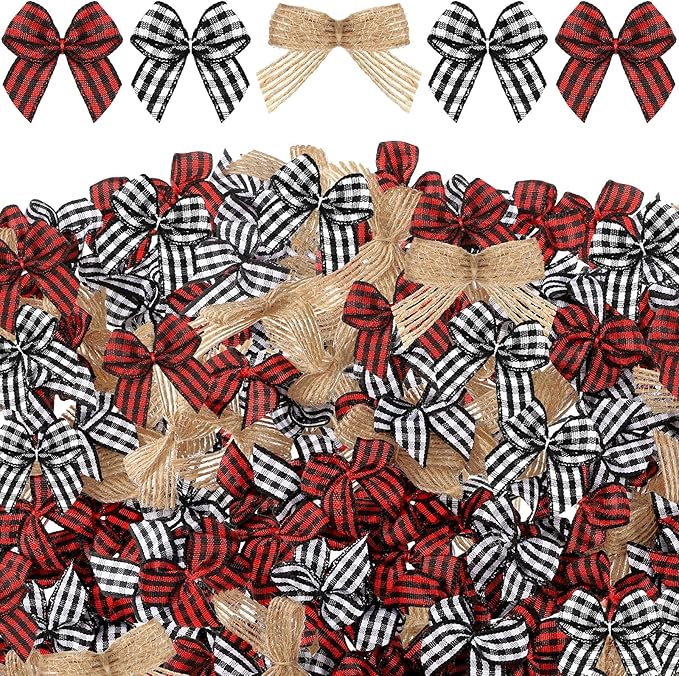 Natural Mini Bow Tiny Twist Tie Bow Handmade Craft Ribbon Bow Hair ...
