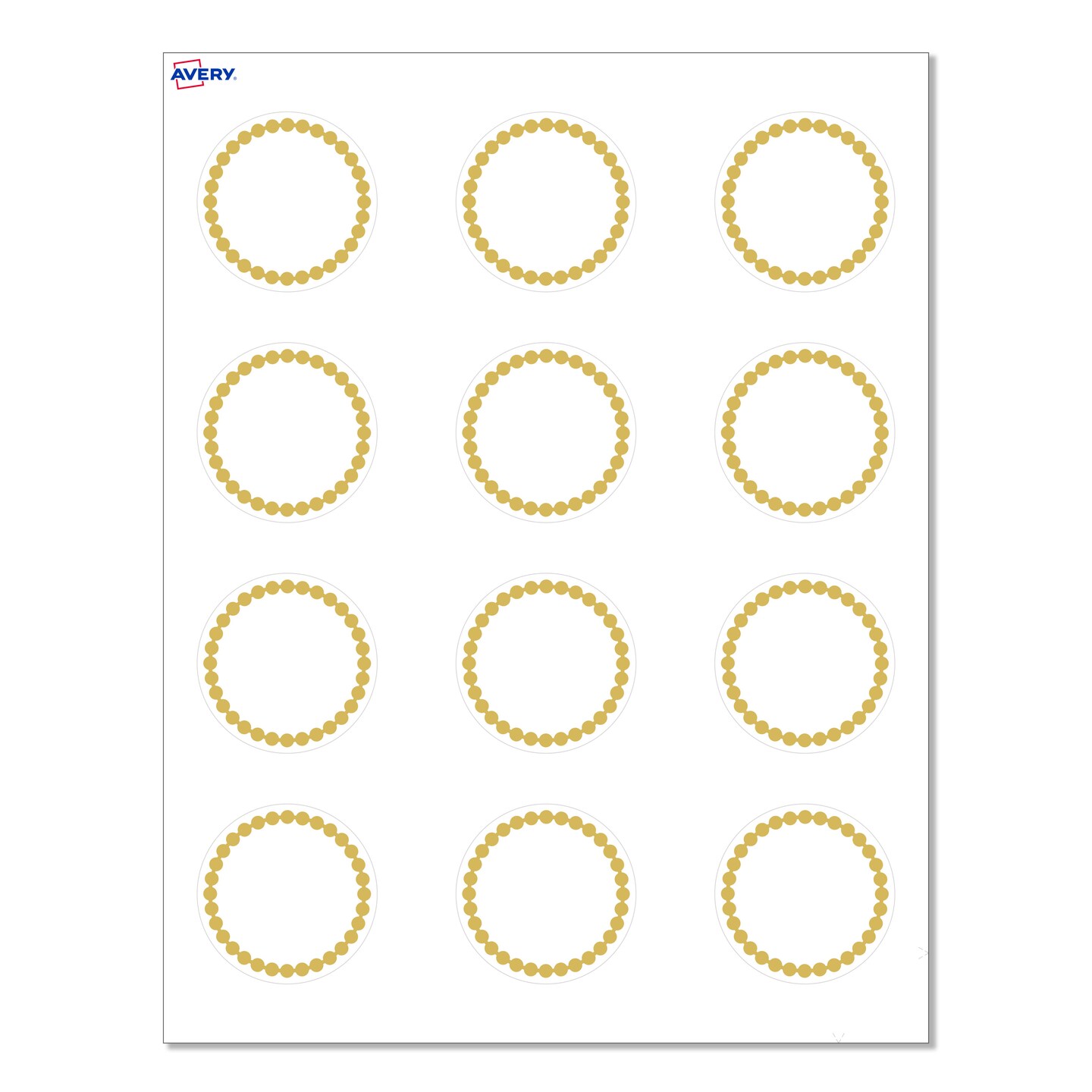 Avery® Printable Round Cards with Sure Feed® Technology, Gold Beads ...