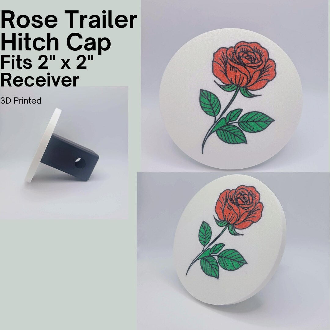 Rose Flower Trailer Hitch Receiver Cap, 120 Color Combinations. Fits 2 ...