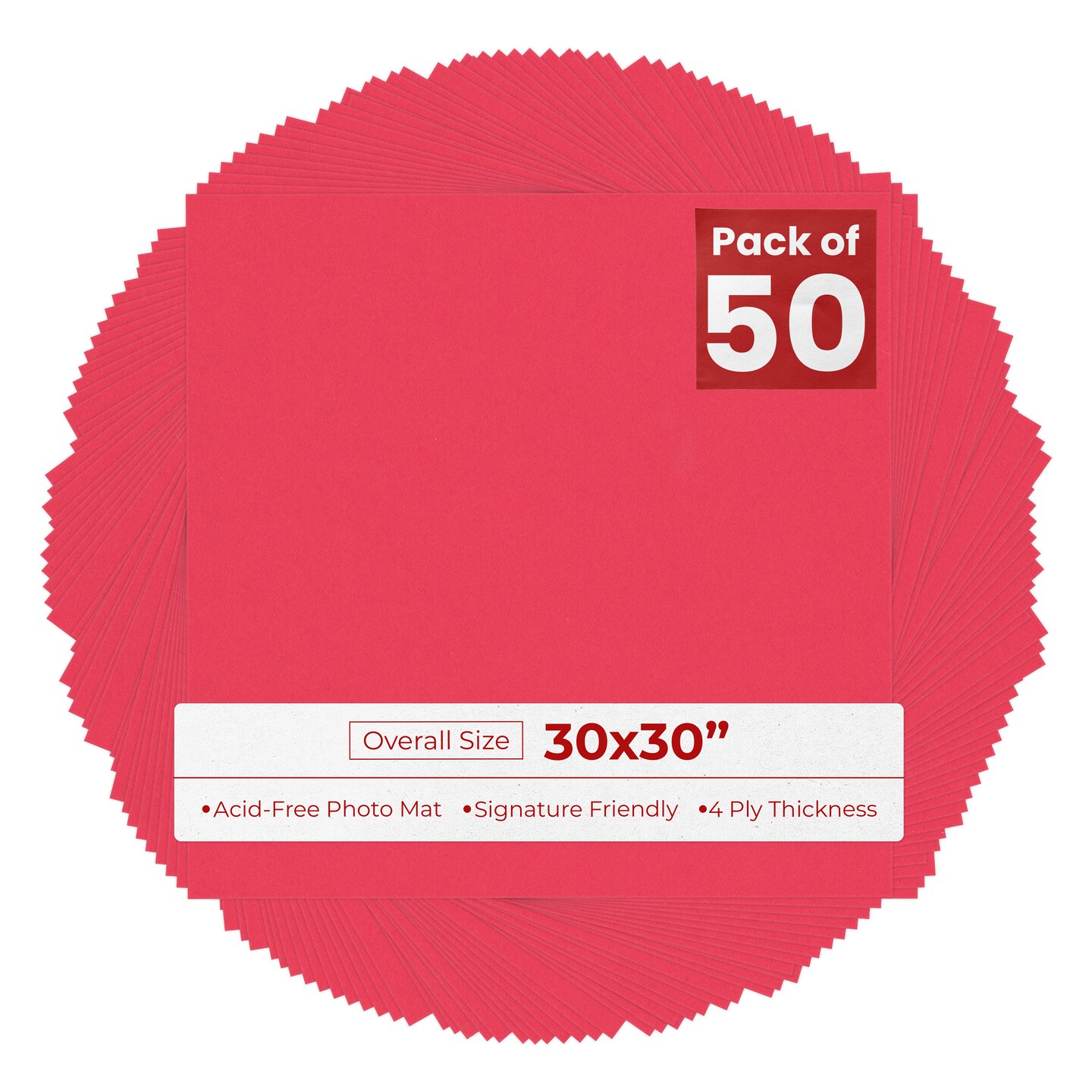 Cardinal Red 30x30 Uncut Mat Board - Blank Sheets, No Opening, Color ...