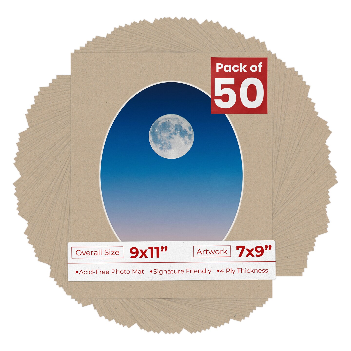 Tawny Brown Mat Board for 9x11 Frames - Oval Opening for 7x9 Photos ...