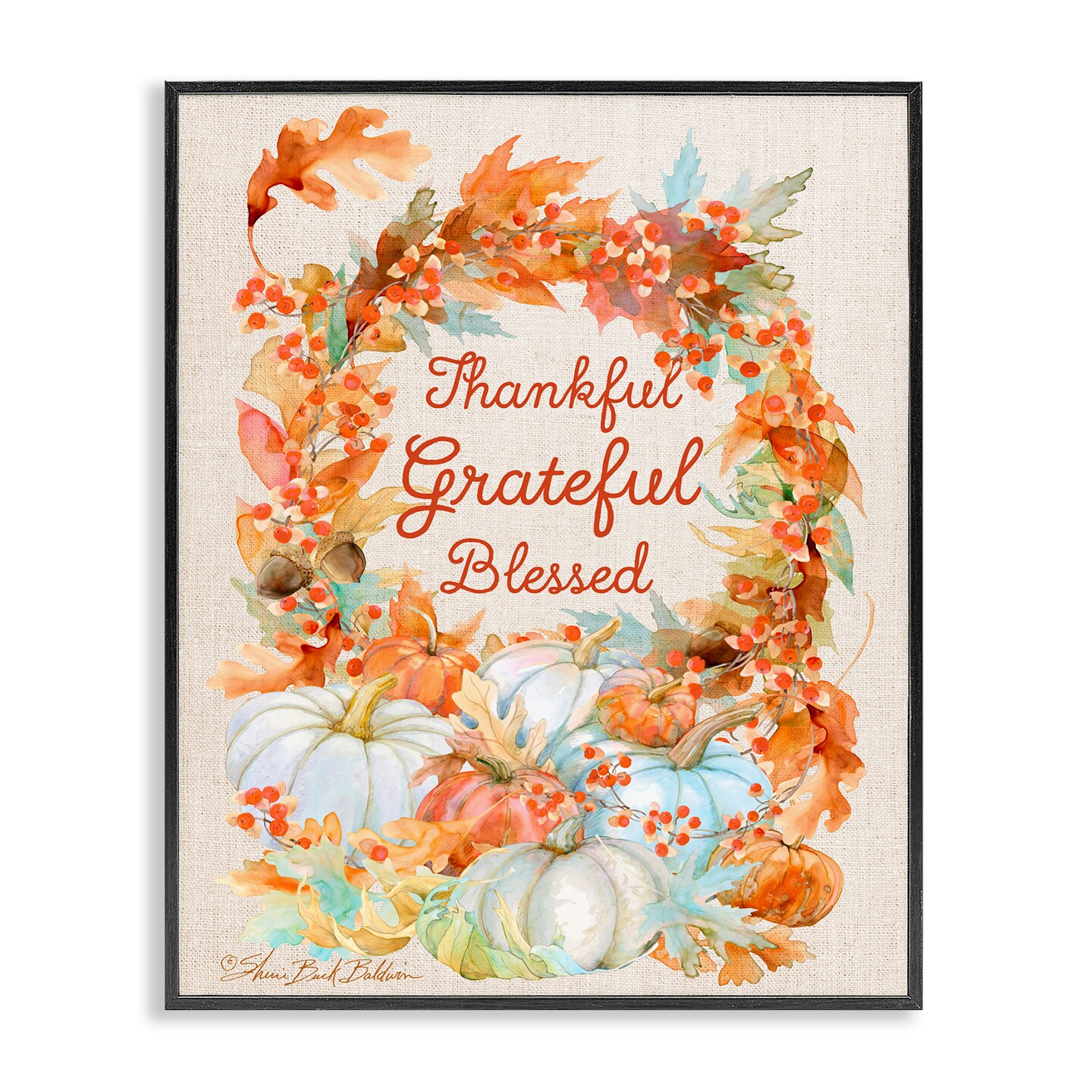 Thankful Grateful Blessed Autumn Harvest Framed Giclee Art | Michaels