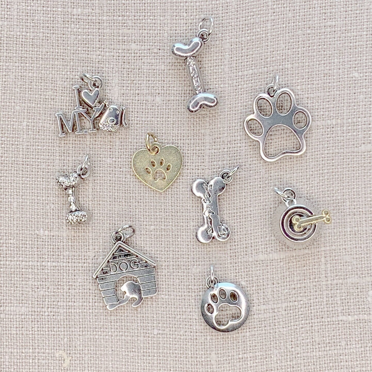 Silver and Gold Mixed Metals Dog-themed 9pc Charm Set | Michaels