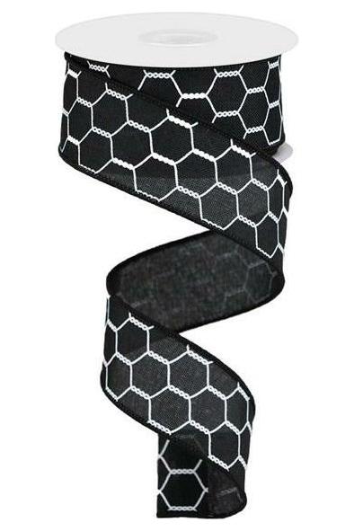 1.5" Chicken Wire Royal Ribbon: Black/White (10 Yards) | Michaels