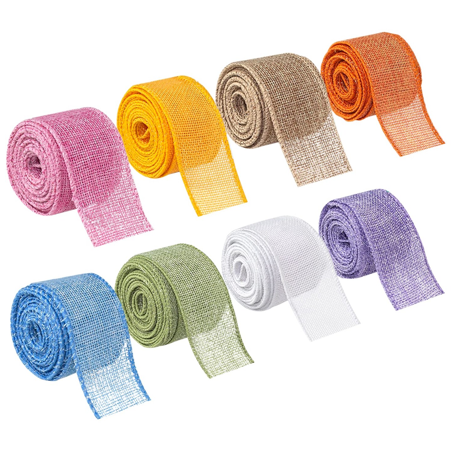 Mlurcu Burlap Ribbon Wired Ribbon 8 Rolls Natural Burlap Wired Ribbon 1 ...