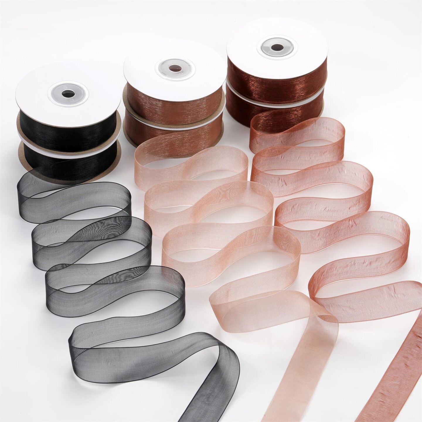 1" x 198 Yds Sheer Organza Ribbon for Gift Wrapping 6 Pack Colorful ...