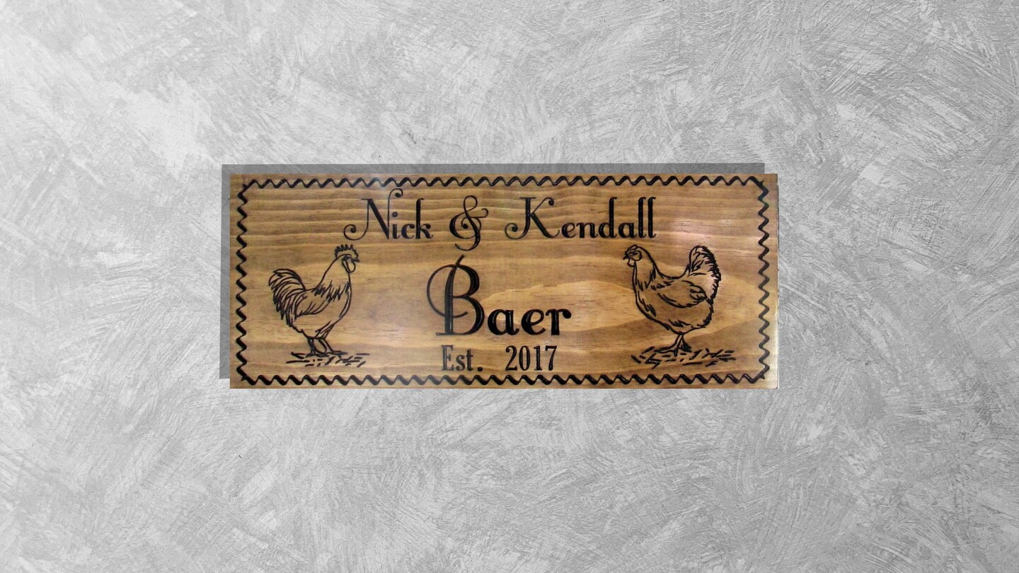 Personalized Last Name Sign with a Chicken and Rooster, Custom Chicken ...