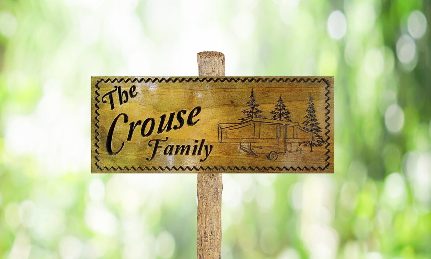 Personalized Pop-up Camper Sign, Family Campsite Sign, Last Name Sign ...