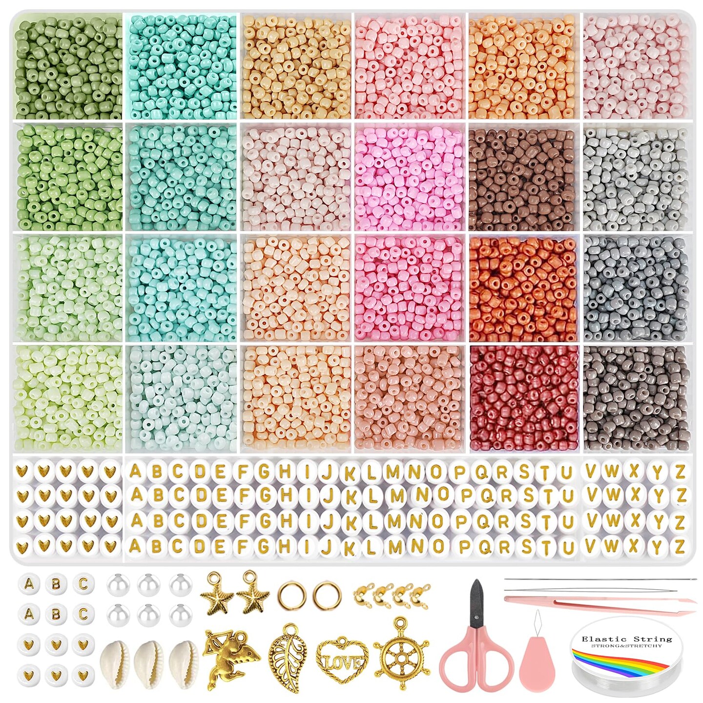 8500pcs 3mm Glass Seed Beads for Bracelet Making Kit, 24 Colors Small ...