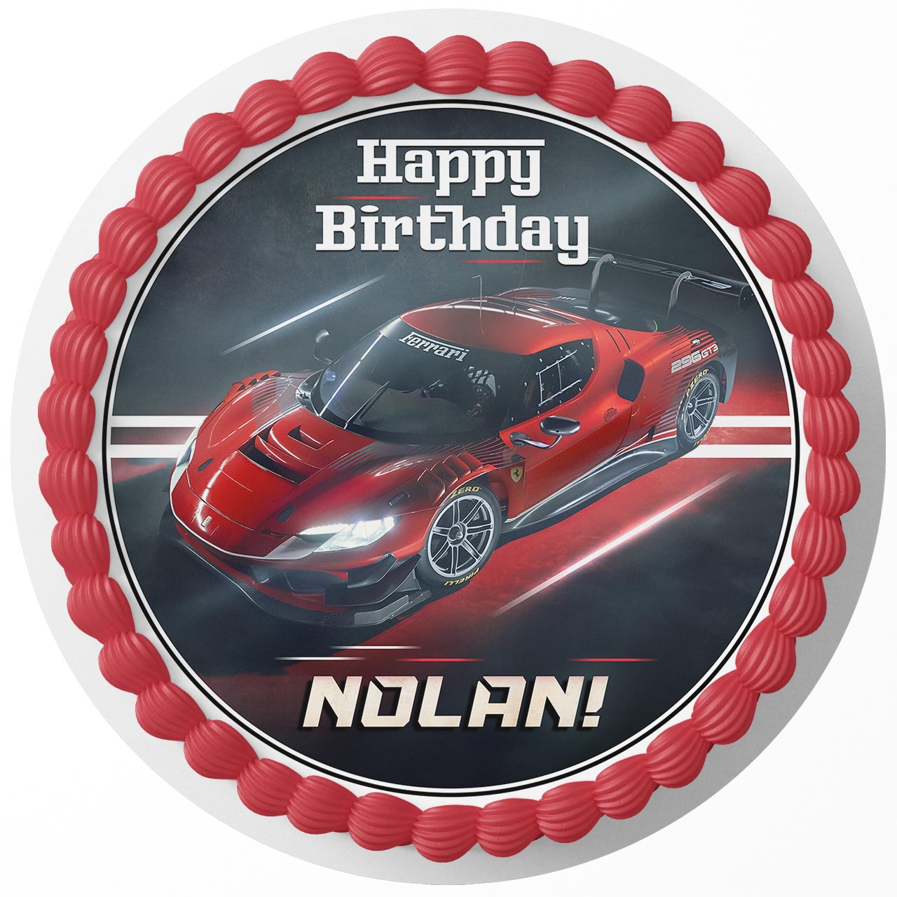 Red Ferrari 296 GT3 Edible Cake Image Topper Birthday Cake Sheet Round ...