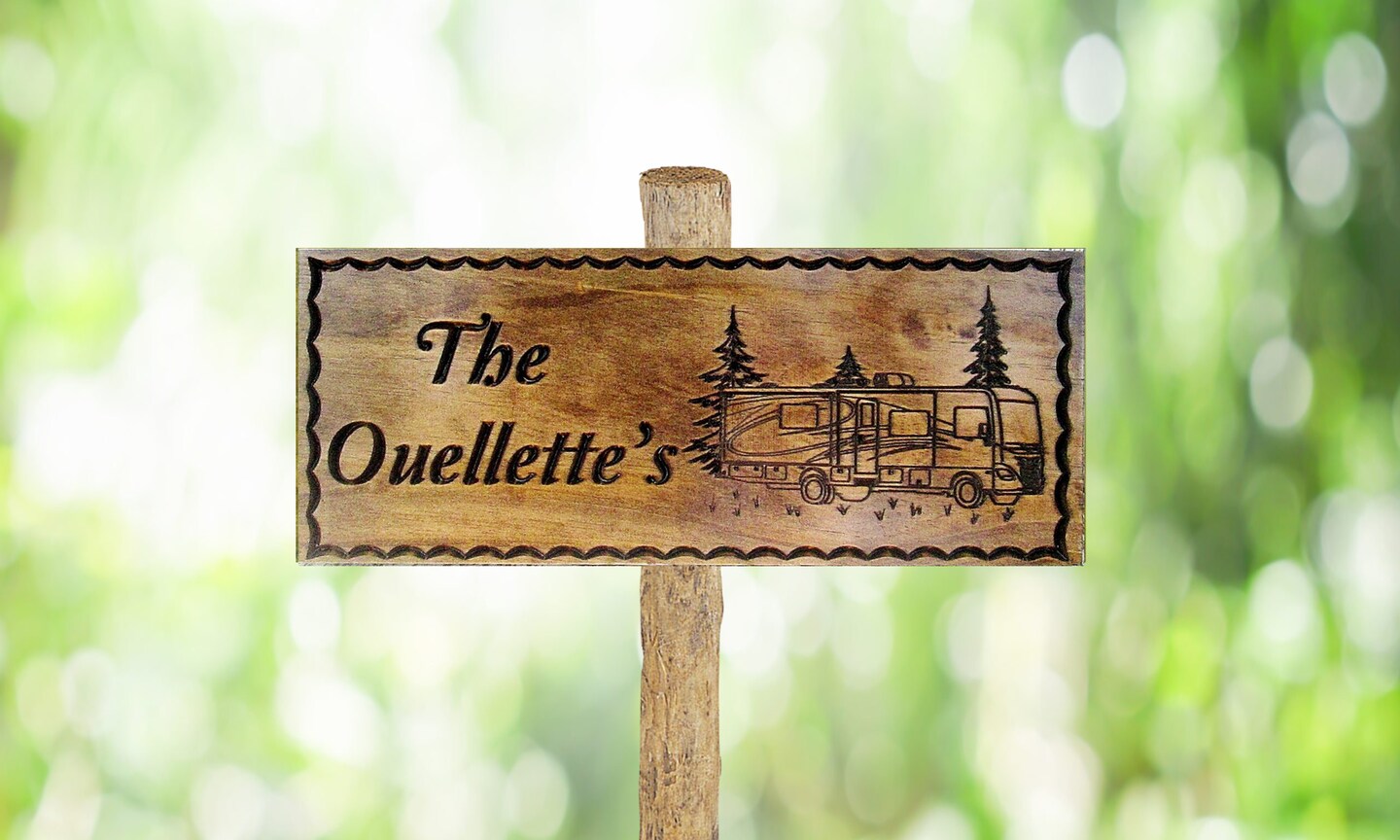 Custom RV Camping Sign with Motor Home, Personalized Last Name Sign ...