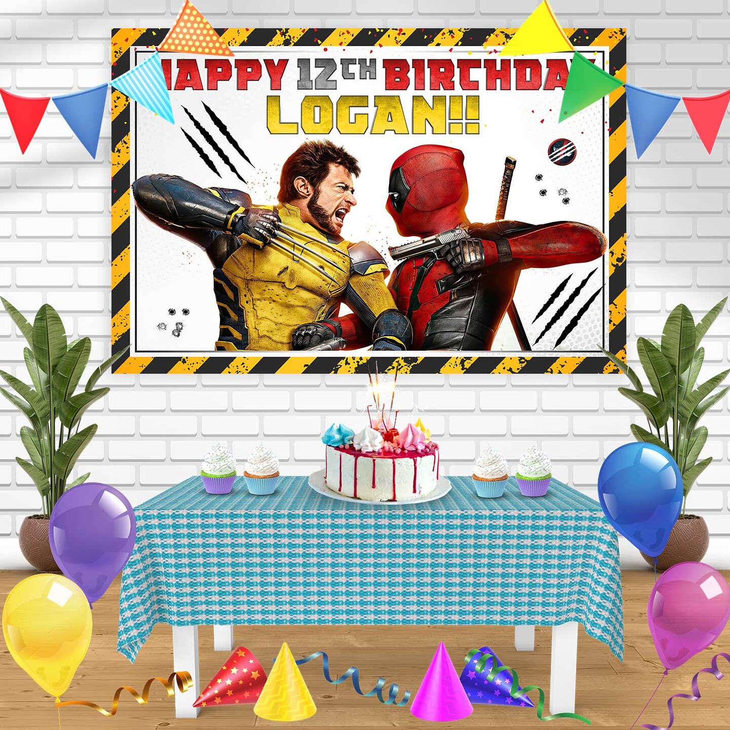 Deadpool And Wolverine Movie 2024 Birthday Banner Personalized Party ...