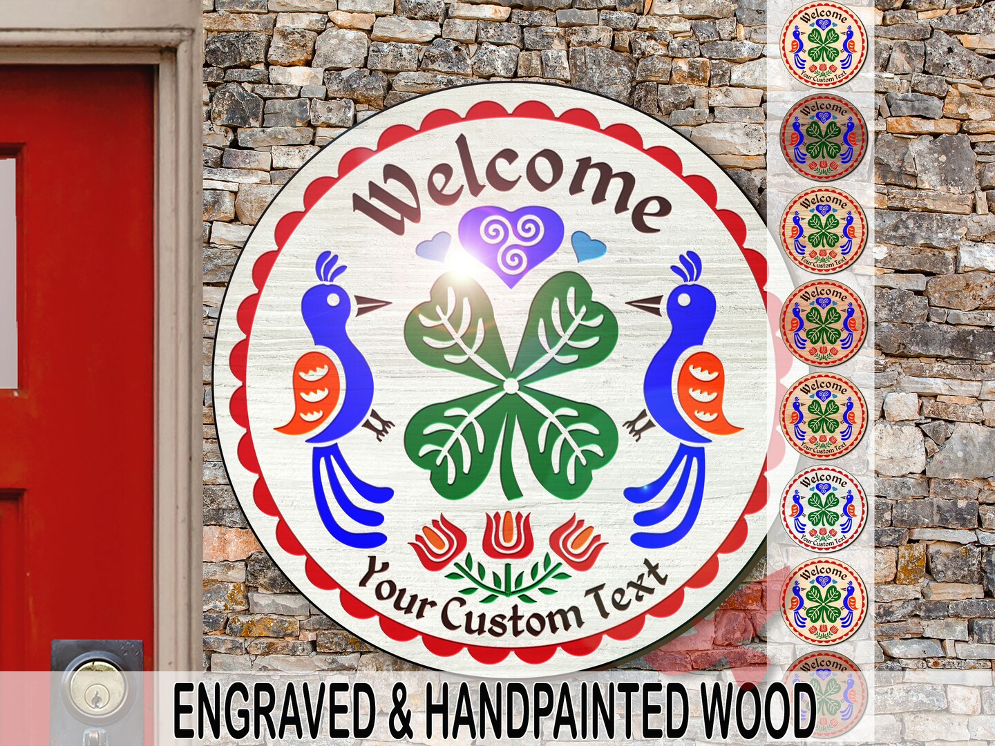 hxw: WELCOME IRISH Engraved Wood Hand-Painted (08-36") PA Dutch Hex ...