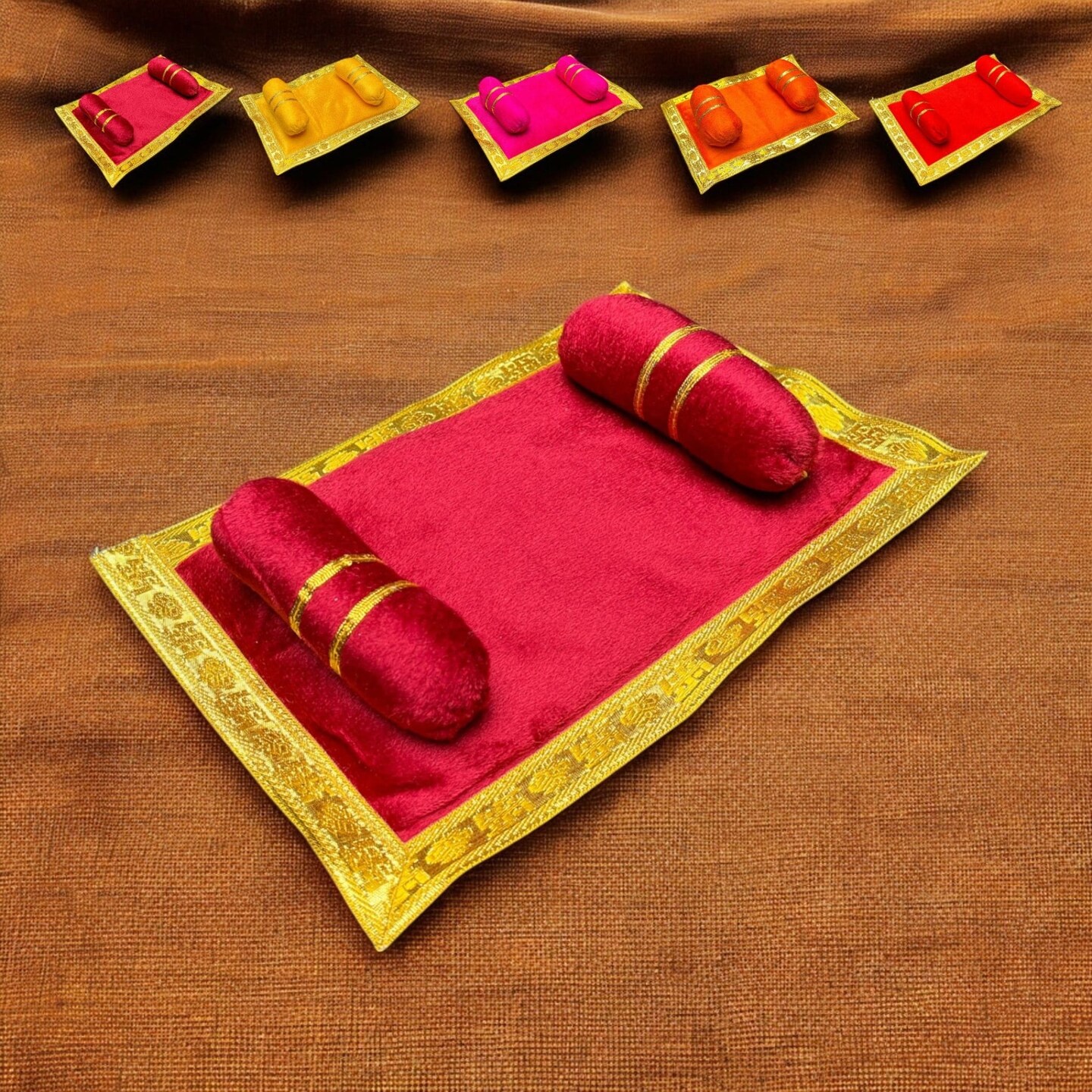 Laddu Gopal Velvet Asan Takiya Pillow Set for Lord Ganesha, Krishna ...