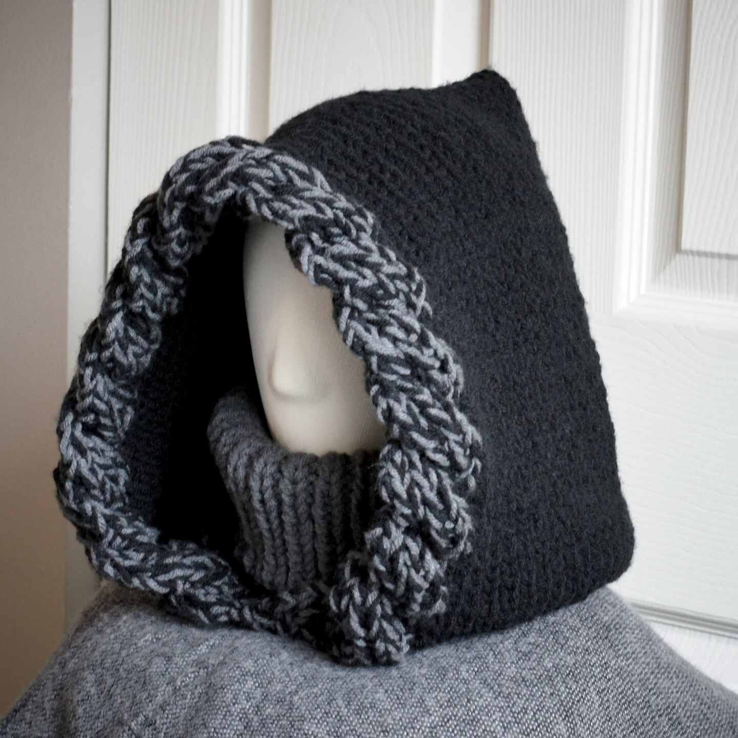 Handmade Knit Balaclava Hood with Braided Edge and Built-in Cowl - Cozy ...