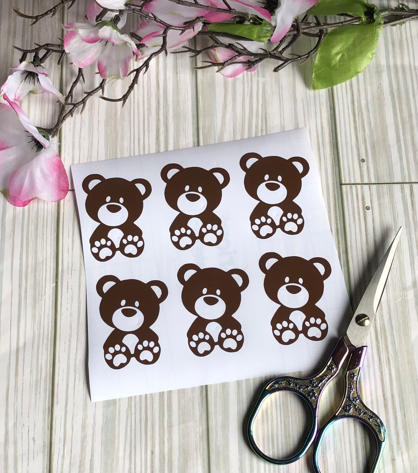 Vinyl Decal: Sheet of 6 Cute Teddy Bear Vinyl Decal - Baby Shower DIY ...
