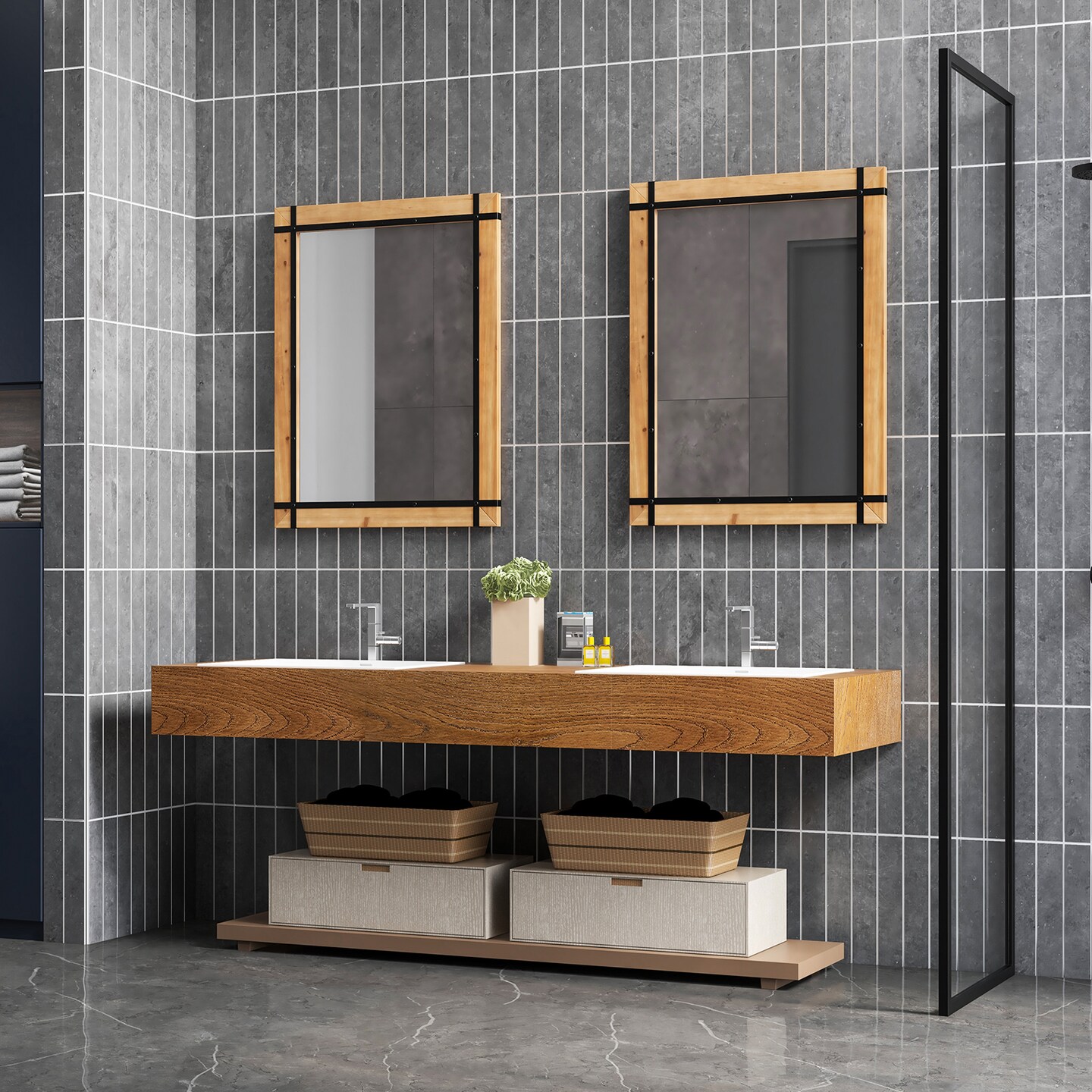 30 x 40 Inch Wall Mounted Mirror with Fir Wood Frame-Natural | Michaels