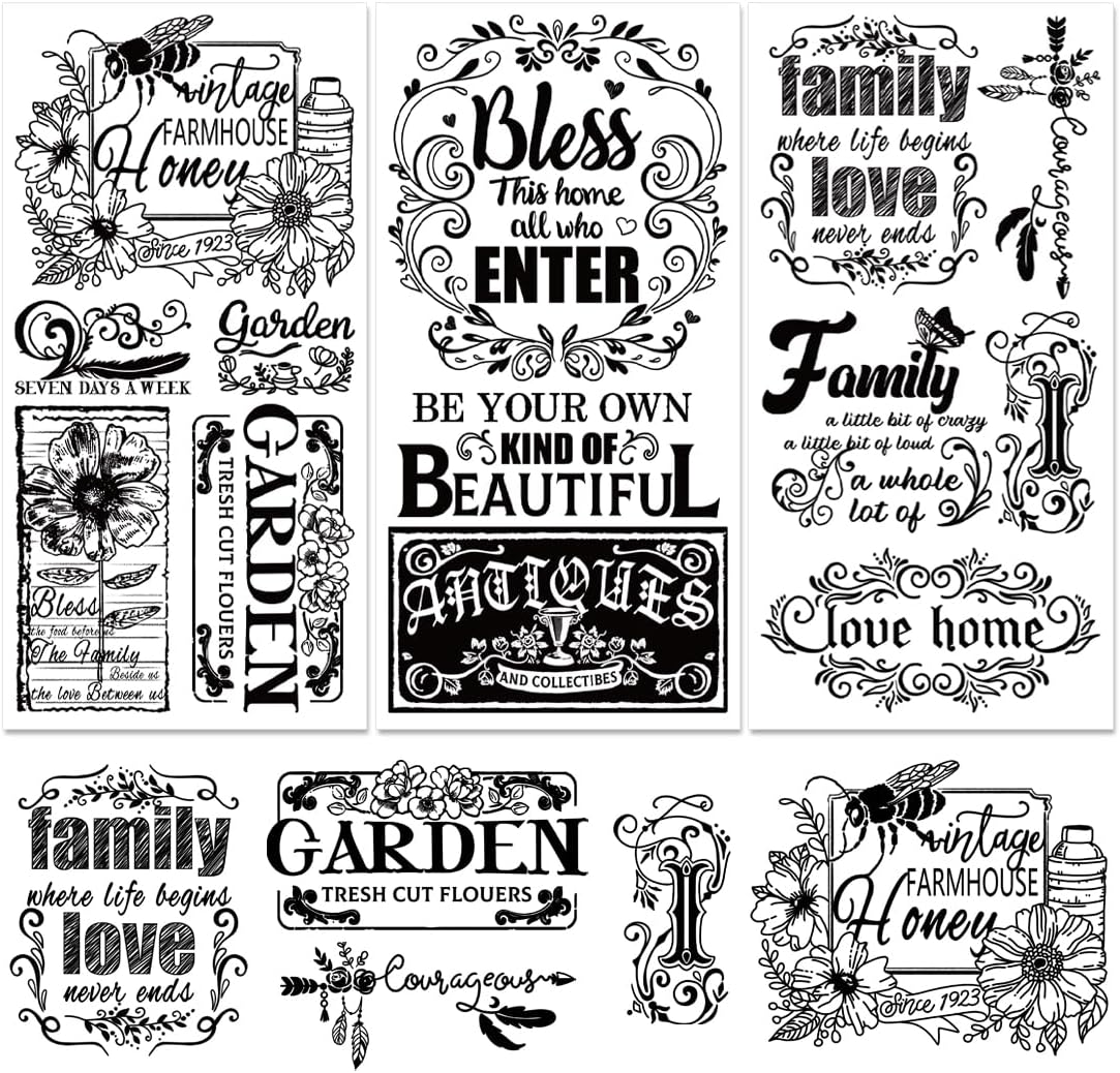 3 Sheet Vintage Word Rub on Transfers for Furniture | Michaels