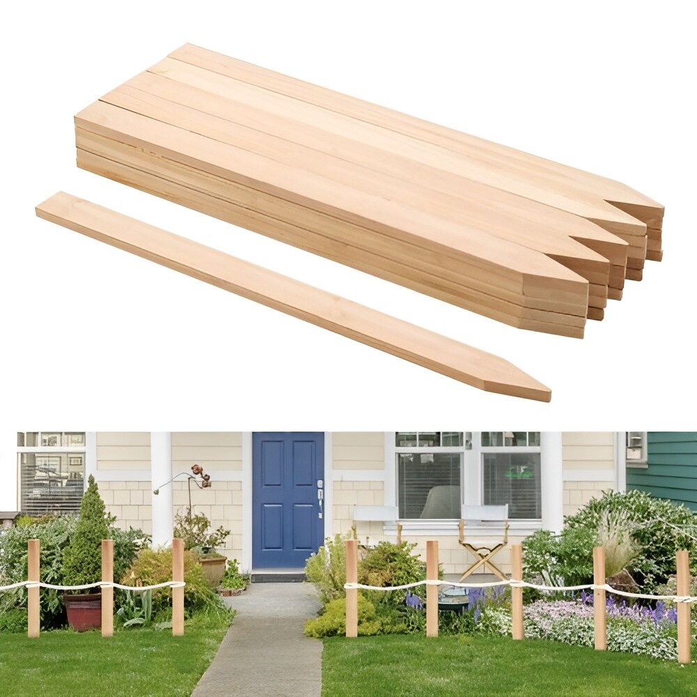 25 Pieces Natural Fir Wood Garden Stakes with Sharp Points for Plant ...