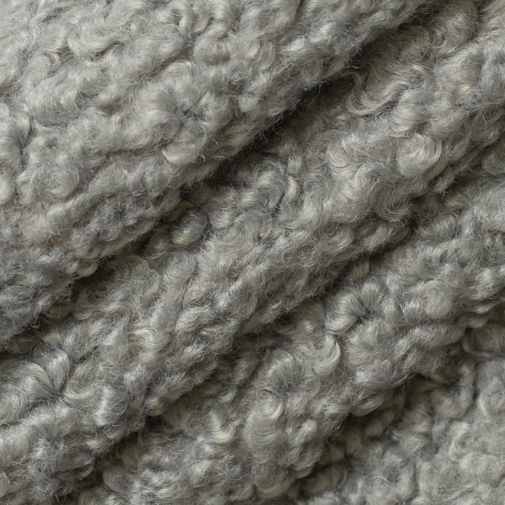 Grey Shearling Textured Upholstery Fabric by The Yard - SKU: Kylie ...