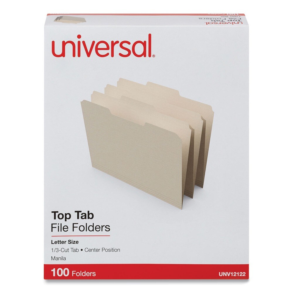 Universal 1/3-Cut Center Top Tab File Folders - Letter Size, Manila ...
