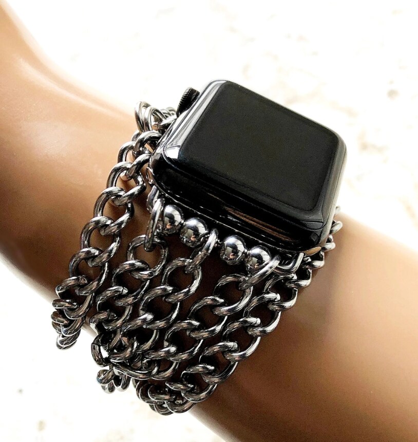 Apple Watch Wave Pattern Chain Link Bracelet Band for Ultra 3 2 1, 11 ...