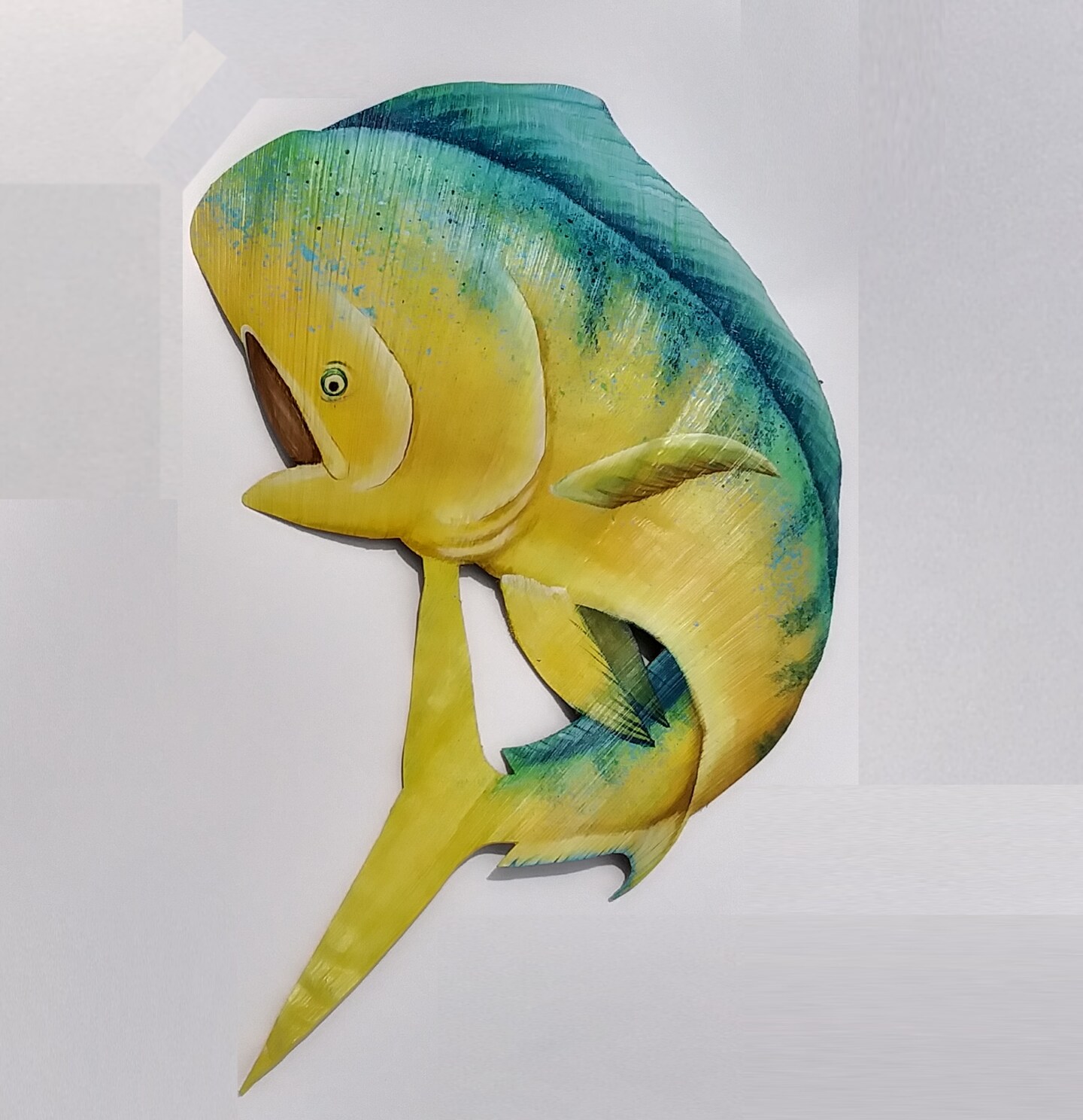 Dolphin fish hand painted crafted from Florida palm tree frond ...