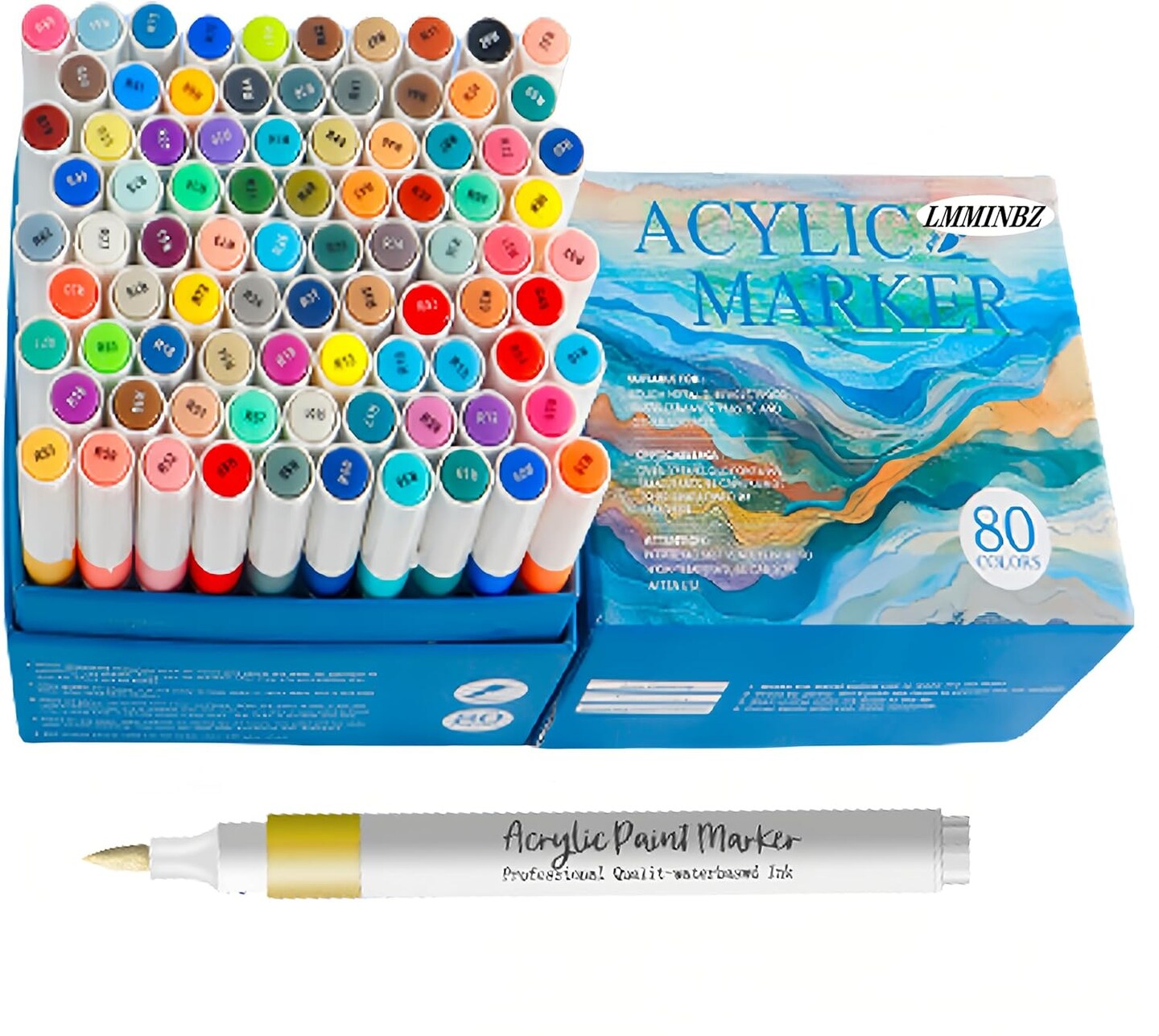 80 Colors Acrylic Paint Markers Brush Tip for Wood Rock Fabric Ceramic ...