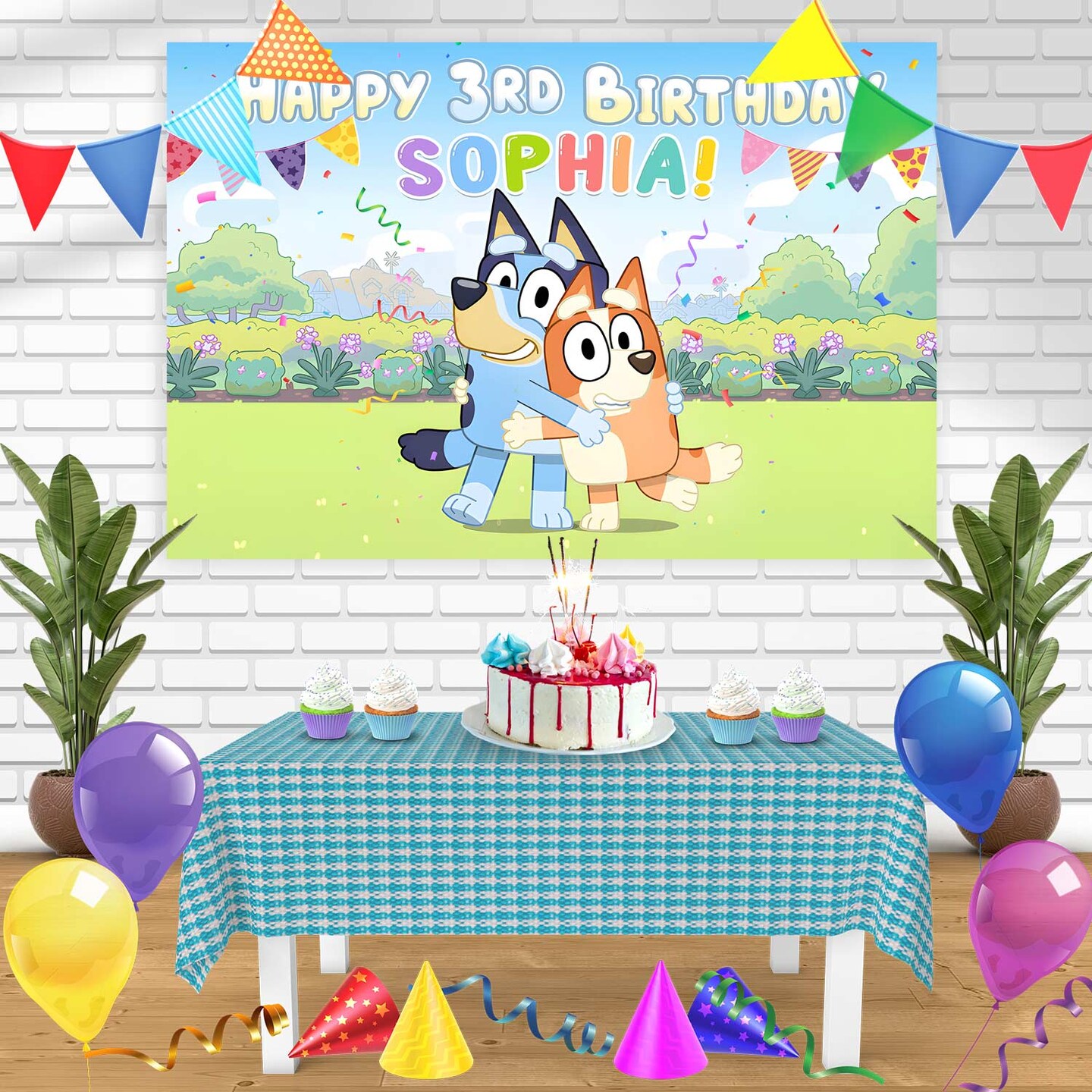 Bluey Disney Kids Birthday Banner Personalized Party Backdrop ...