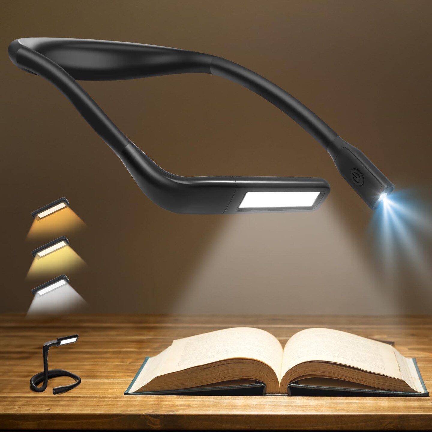 Neck Reading Light Book Lovers Gifts, Rechargeable 2000mAh 10-80Hrs Eye ...