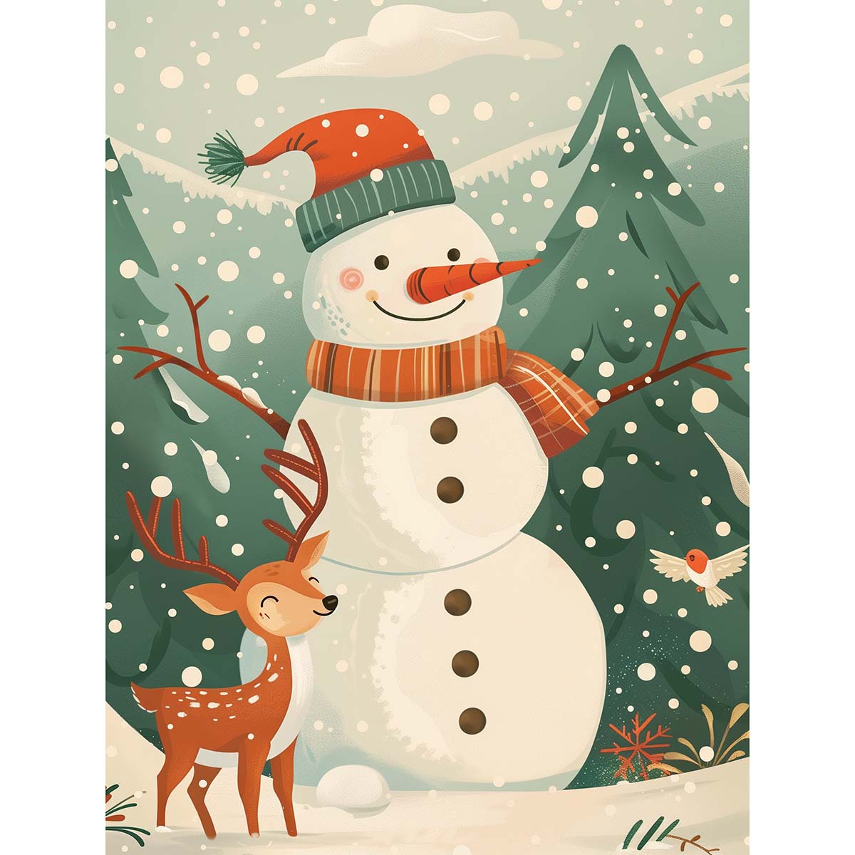 Winnie s Picks Snowman & Reindee Paint by Number Kit, Color: Multi ...