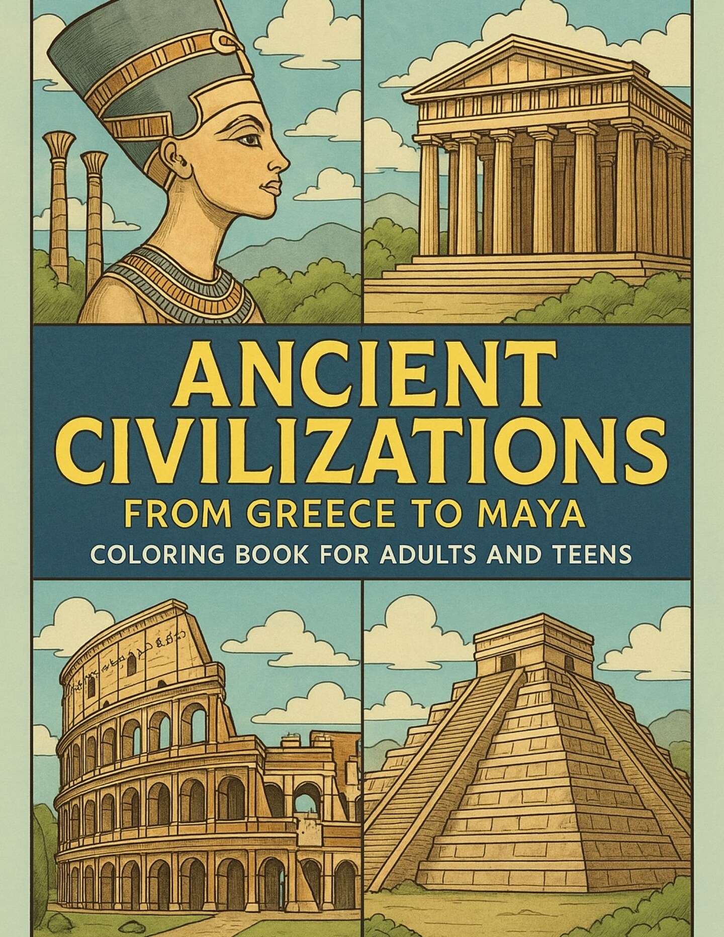 Ancient Civilizations From Greece to Maya Coloring Sheets For Adults ...