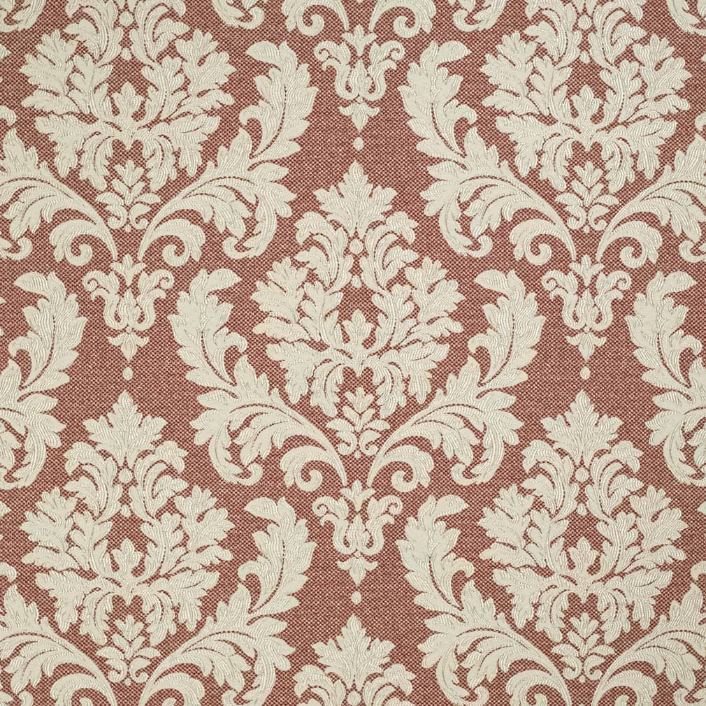 Ruby Victoria - Red & Burgundy Damask Upholstery Fabric 54 Inches ...