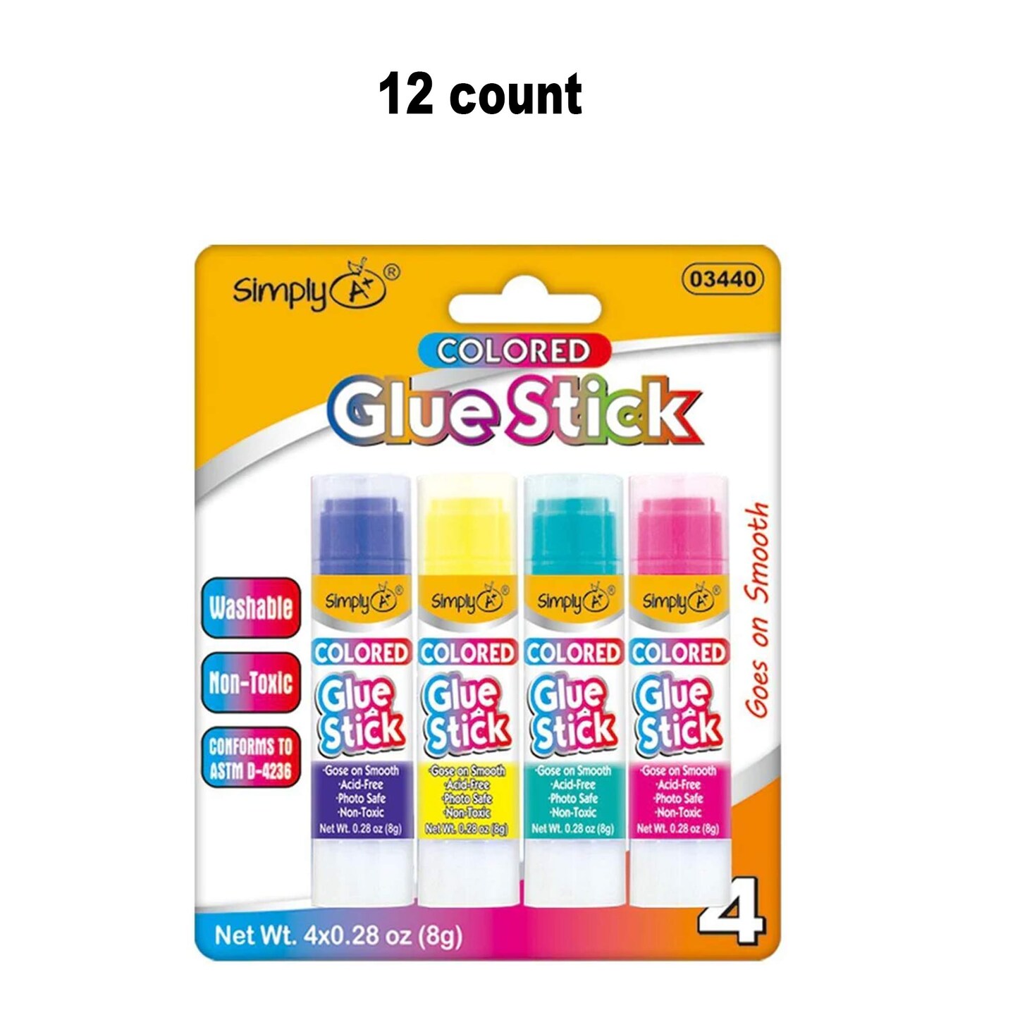 4Ct Colored Glue Stick Fun and Vibrant Adhesive for Crafts and School ...