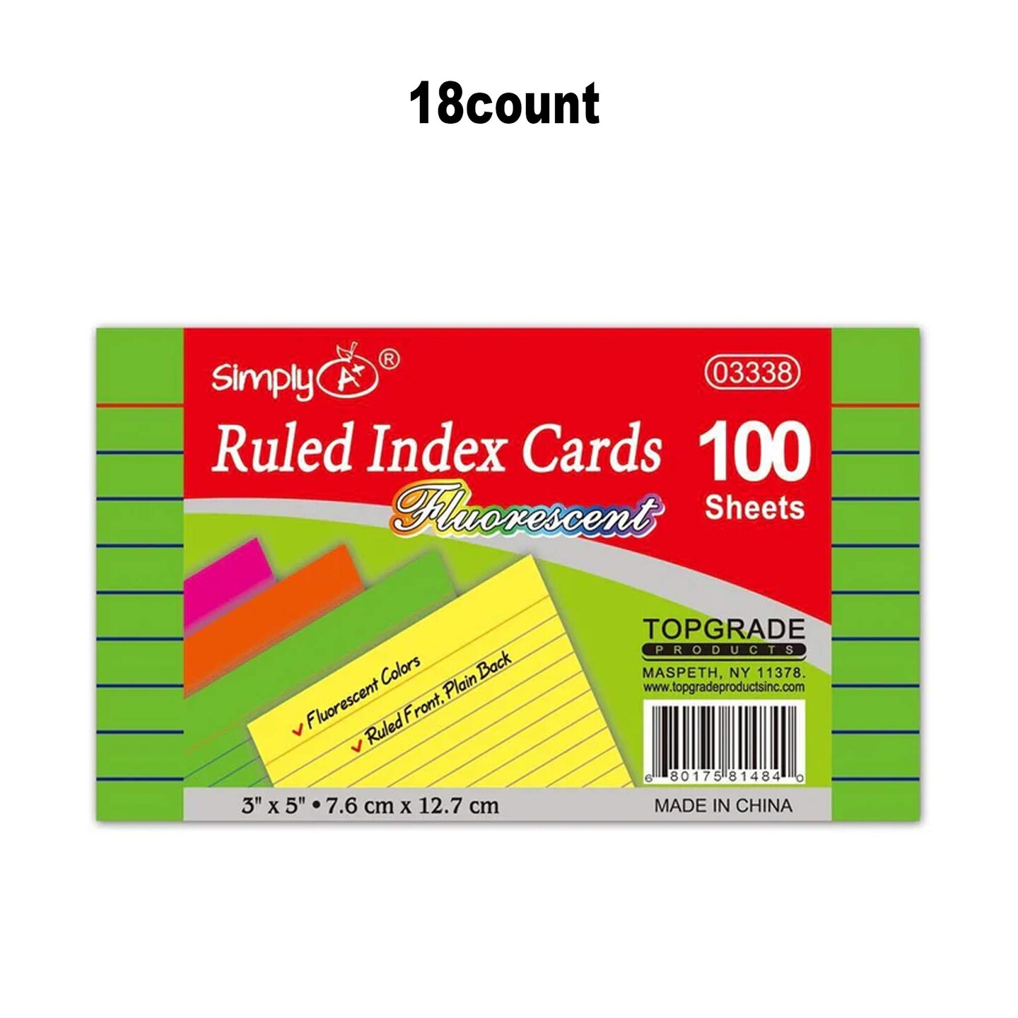 100Ct 3x5 Inches Neon Index Cards Bright and Durable for Notes and ...